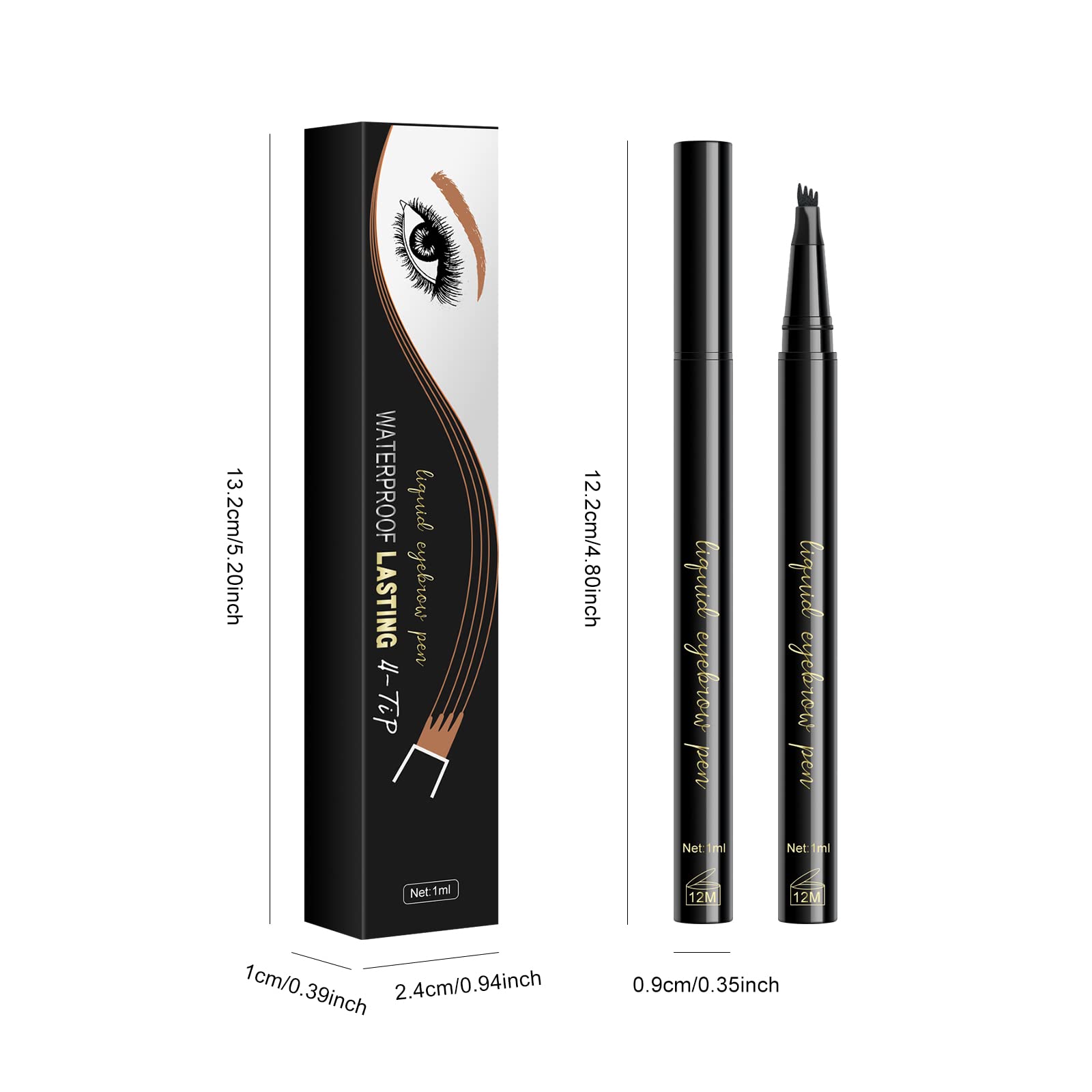 FREEORR Eyebrow Pen, Eyebrow Micro-Fork Tip Pencil 24HR Long-lasting Waterproof Brows Pencil, Tattoo Eye Brow Pencils for Women, Microblade Eyebrow Pen Eye Brows-02 Dark Brown