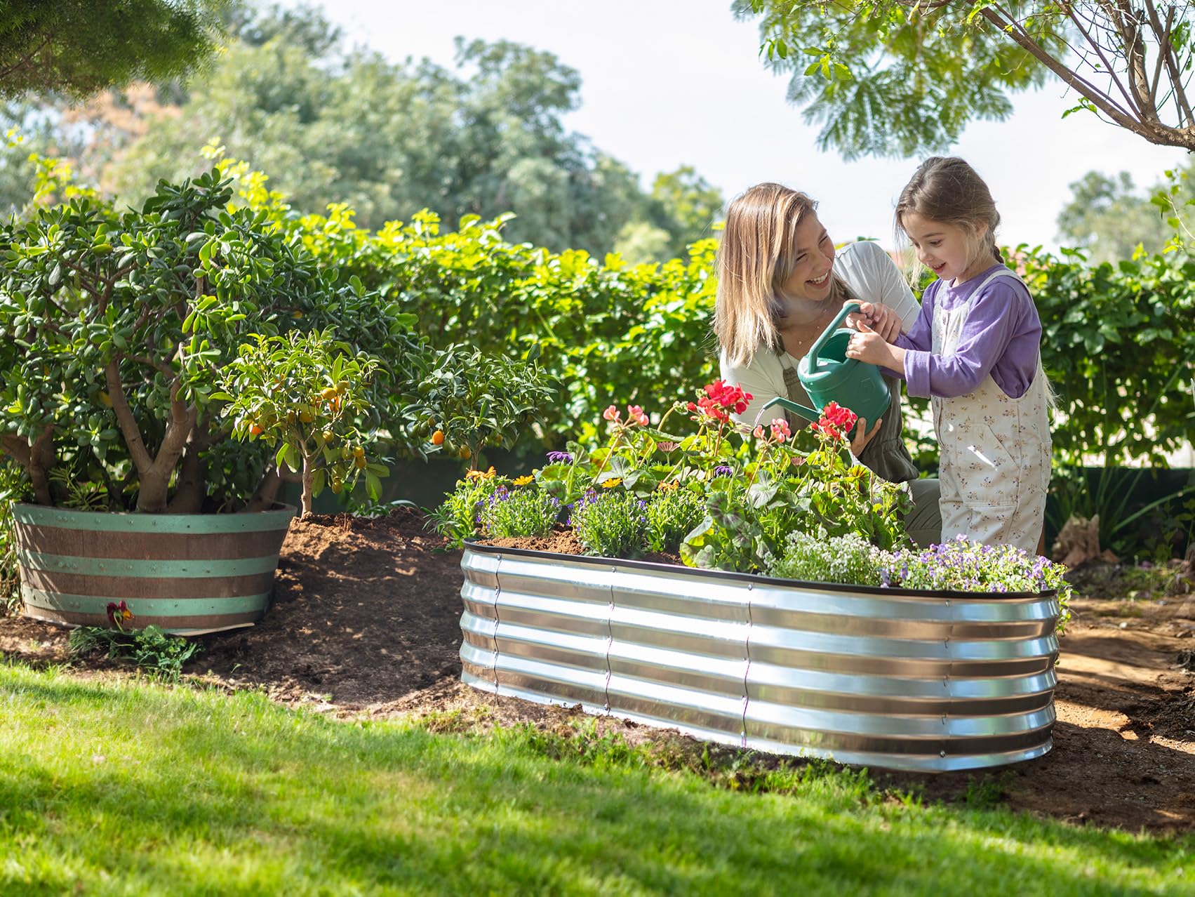 Galvanized Raised Garden Beds Outdoor // 4×2×1 ft Planter Raised Beds for Gardening, Vegetables, Flowers // Large Metal Garden Box (Silver) // Patent Pending Tool-Free Assembly