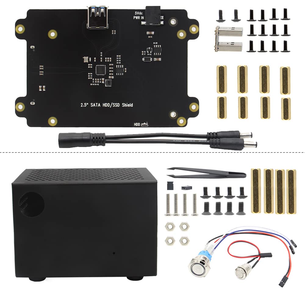 Geekworm T300 2.5 inch SATA SSD/HDD Shield Storage Expansion Board+T300 Metal Case Compatible with NVIDIA Jetson Nano Developer Kit(A02&B01)