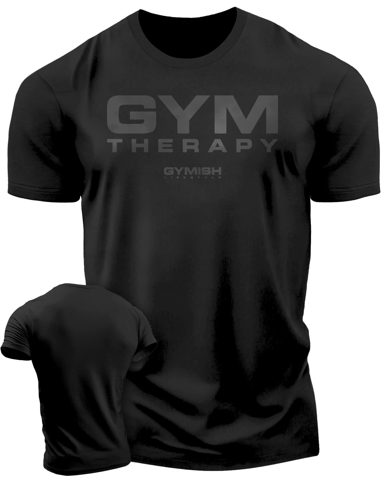 Gymish Gym Therapy Workout Shirts for Men, Funny T-Shirt for Gym Workout (Black, MED)