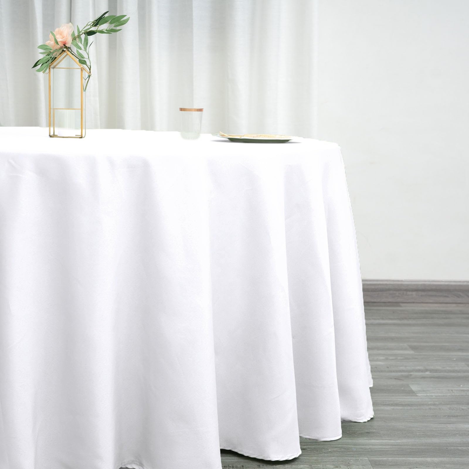 Efavormart 120" Wholesale Round Tablecloth Polyester Round Table Linens for Wedding Party Banquet Restaurant - WHITE