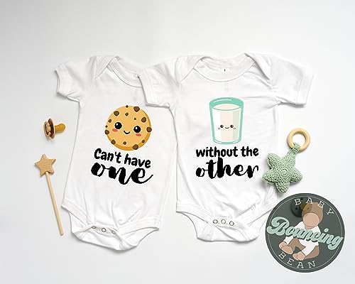 Milk and Cookies, You can't have one without the other baby boy girl bodysuits twin set (4T/5T Shirt)