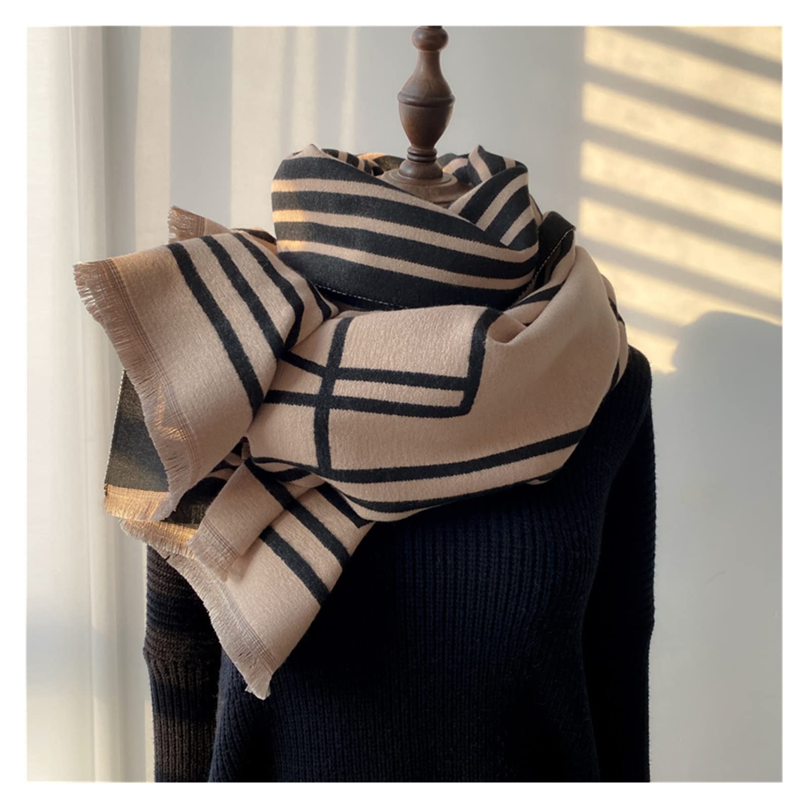 GPPZM Winter Head Scarf for Women Cashmere Scarves Shawl Wrap Thick Blanket Poncho Bandana (Color : B, Size : One Size)