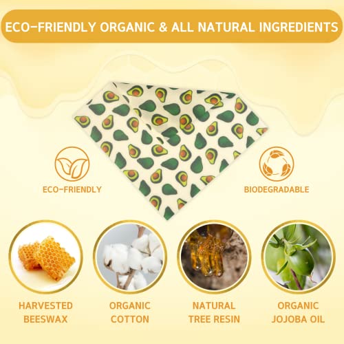 Reusable Beeswax Wrap - 9 Pack Beeswax Wraps for Food, Eco-Friendly Beeswax Food Wraps, Bread Sandwich Wrapper - Organic, Sustainable, Zero Waste, Reusable Plastic-Free Food Wrap, 1XL, 3M, 5S