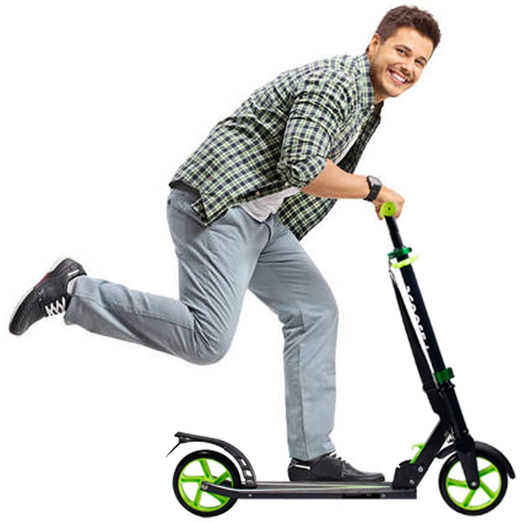Geelife Scooters 2 Wheel Folding Kick Scooter for Adults Teens Youths Boys Girls (Green)