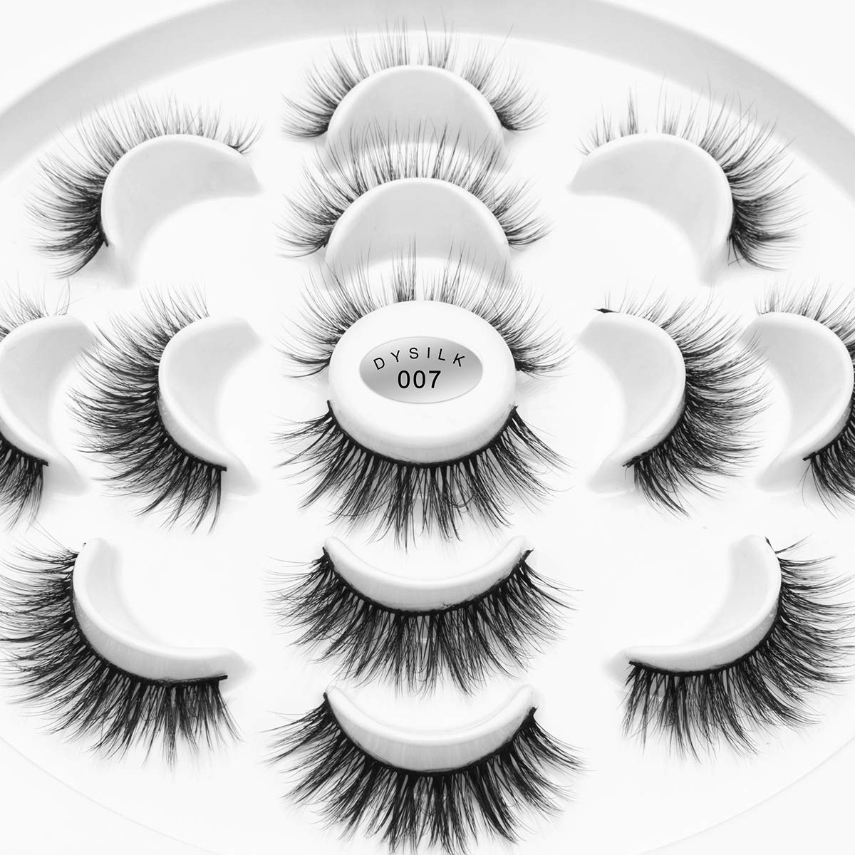 DYSILK 7 Pairs 5D Faux Mink lashes Fluffy Natural Look False Eyelashes Handmade Wispy Soft Fake Eyelashes Long Extension Makeup Reusable Eyelashes