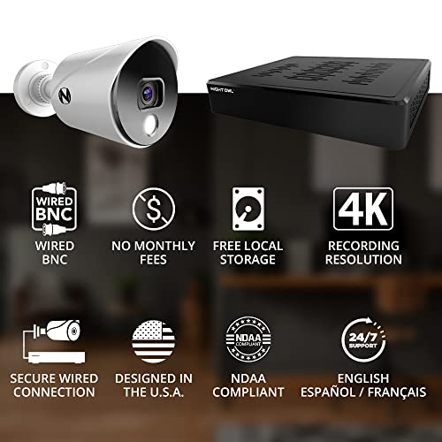 Night Owl Sp 4 Channel Bluetooth Video Home Security Camera System with (4) Wired 4K UHD Indoor/Outdoor Spotlight Cameras and 1TB Hard Drive, White, (BTD8-41-4L)
