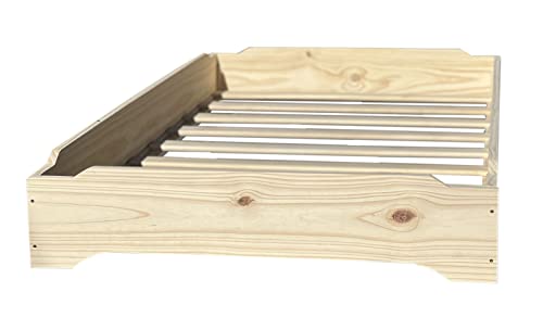 Stackable Bed - Single Bed - Twin Wooden Bed Floorbed Frame Unfinished -Easy to Assemble Solid Pine Wooden Bed Frame