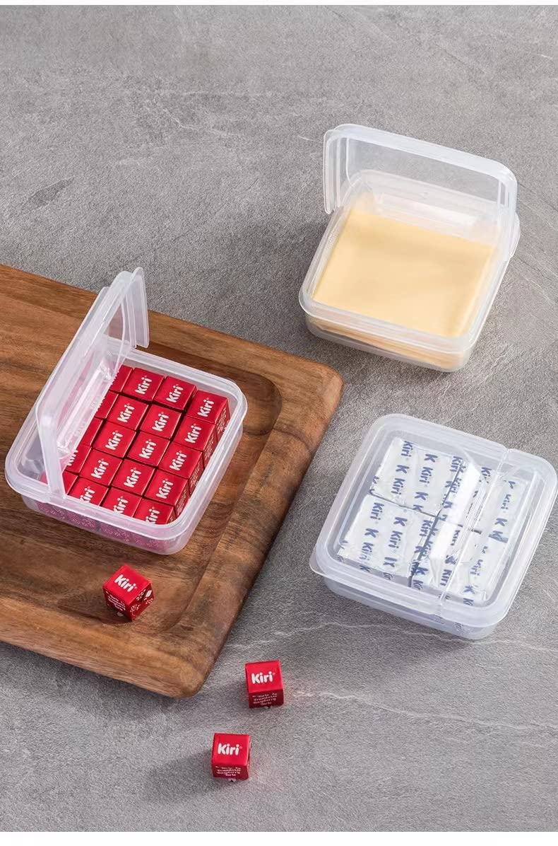 MASINIES Slice Cheese Container for Fridge Ham Sausage Slice Storage Box, Vegetable and Fruit Fresh-Keeping Box, Portable Leakproof Clear Cheese Organiser with Flip Lid