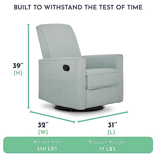Evolur Raleigh Upholstered Plush Seating Glider Swivel, Recliner, Glider for Nursery in Light Blue, Greenguard Gold Certified, Modern Nursery Recliner, Environmentally Conscious Glider