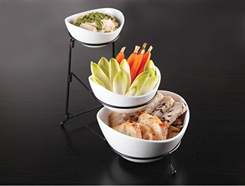 Gibson Elite Gracious Dining Dinnerware, 3-Tier Oval Bowl, White