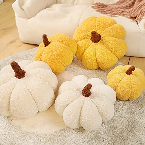 Sdetrcq Halloween Pumpkin Pillow Decor, Pumpkin Plush Pillow Fleece Stuffed Pumpkins Decoration Halloween Pumpkins Throw Pillow for Couch, Soft Halloween Pumpkin Decor Gifts (White, 8'')