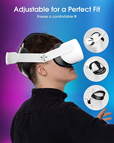 MORKOO 10000mAh Battery Pack for Extended 8H Playtime Compatible with Oculus Quest 2 - Adjustable Head Strap Elite Strap Replacement for Enhanced VR Support and Immersive Comfort, VR Headset