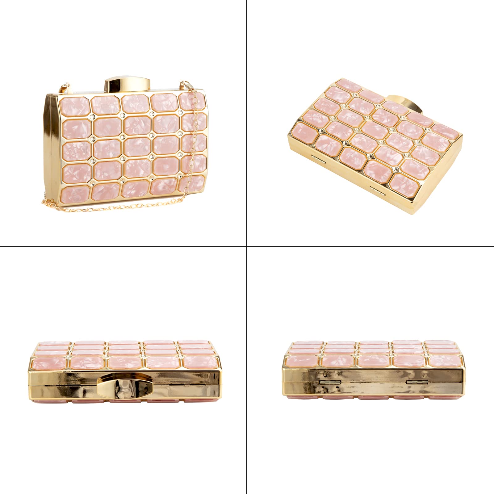 Gripit Acrylic Small Cube Clutch Purse for Women Pink Clutch Purse Formal Fancy Purses Evening Clutch Handbag for Banquet
