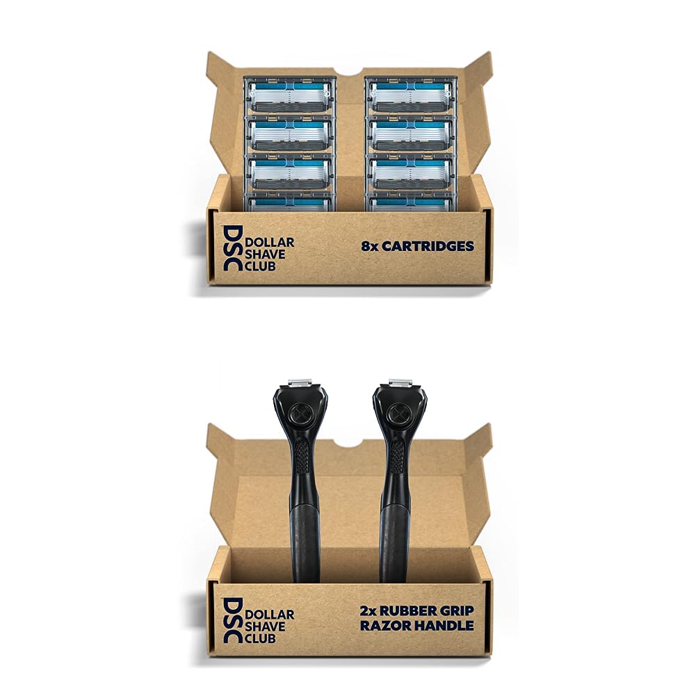Dollar Shave Club Razor Restock Bundle | 6 Blade Club Series Razor Refill Cartridges, 8 Count + Replacement Club Series Razor Handles Pack of 2 (Handles Only)