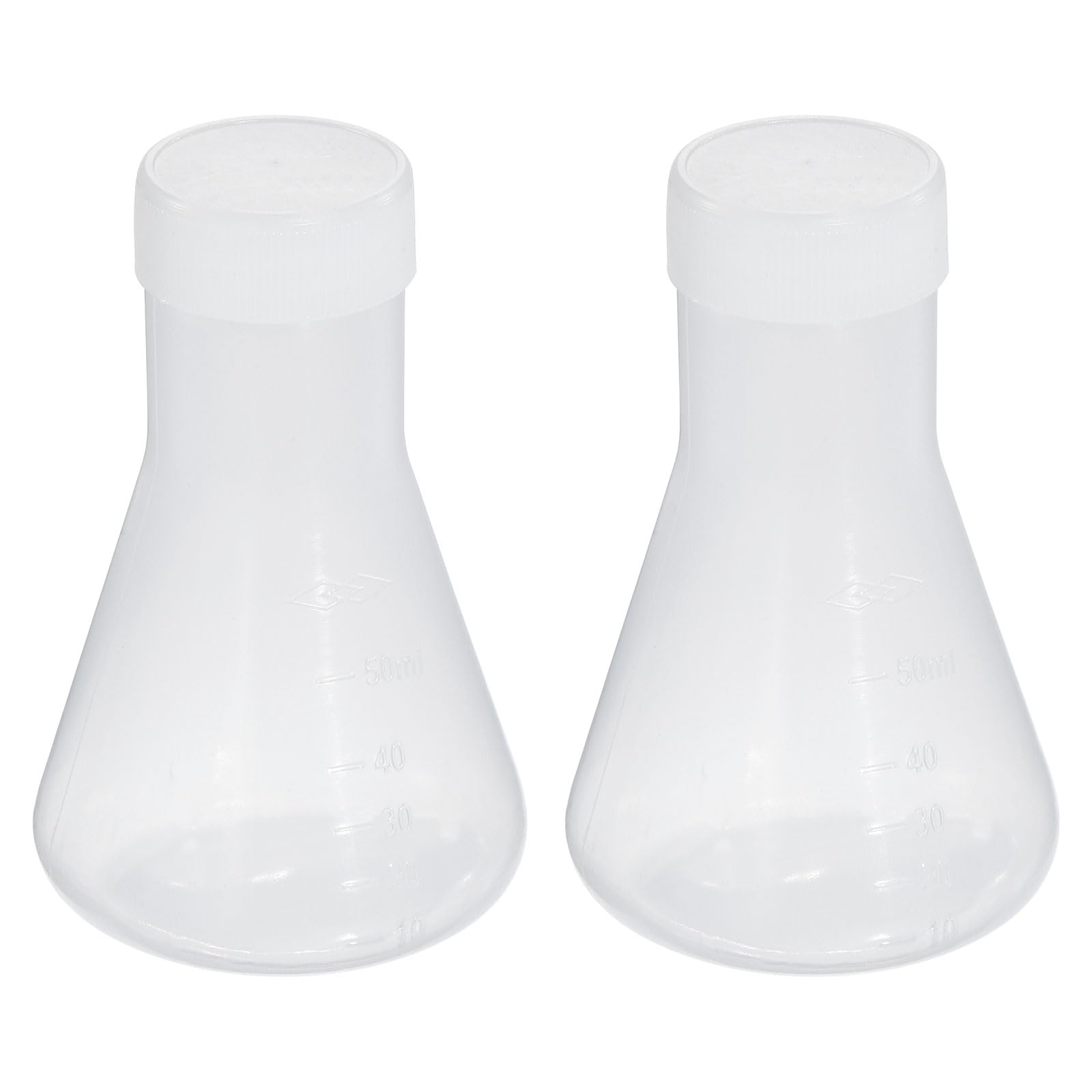 PATIKIL 1000ml Plastic Erlenmeyer Flask with Screw Caps, 2 Pack Narrow Mouth Conical Flask for Laboratory, Clear