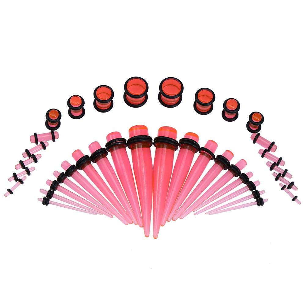 Fashion Acrylic Ear Gauge Taper and Plug Starter Stretching Kit-(Transparent pink)