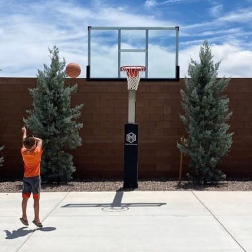 Dominator Premium Inground Adjustable Basketball Hoop - 72" Backboard w/ 4' Overhang - NBA/NCAA Regulation Adjustable Basketball Goal - Adjusts from 7' - 10', Made of Heavy Duty Rust Proof Aluminum