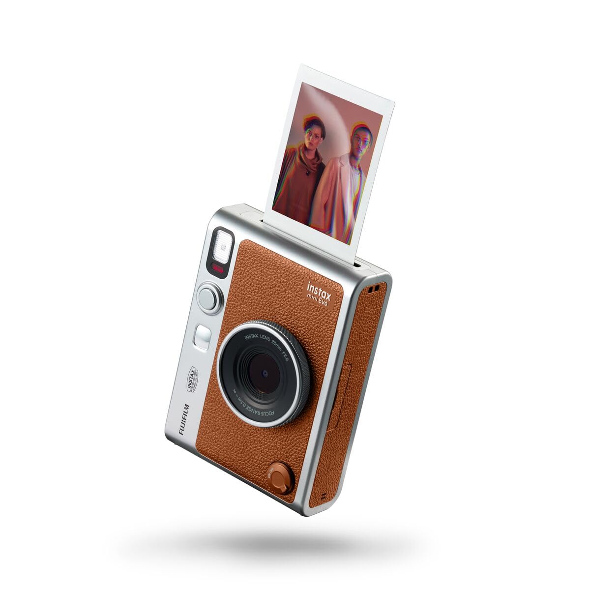 Fujifilm Instax Mini EVO Hybrid Brown Instant Camera + Fuji Mini Twin Pack Instant Film (40 Sheets) - Bundle