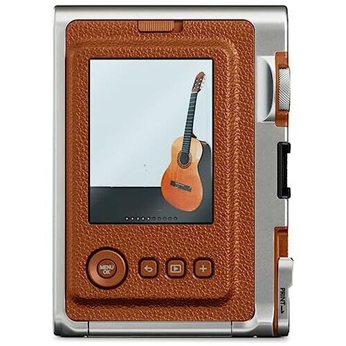 FUJIFILM INSTAX Mini EVO Hybrid Instant Camera | Brown Bundle with Fujifilm Instax Mini Instant Film | 60 Exposures + Microfiber Cleaning Cloth + Mini Teachers Accessories Bundle (4 Items)