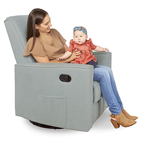Evolur Raleigh Upholstered Plush Seating Glider Swivel, Recliner, Glider for Nursery in Light Blue, Greenguard Gold Certified, Modern Nursery Recliner, Environmentally Conscious Glider