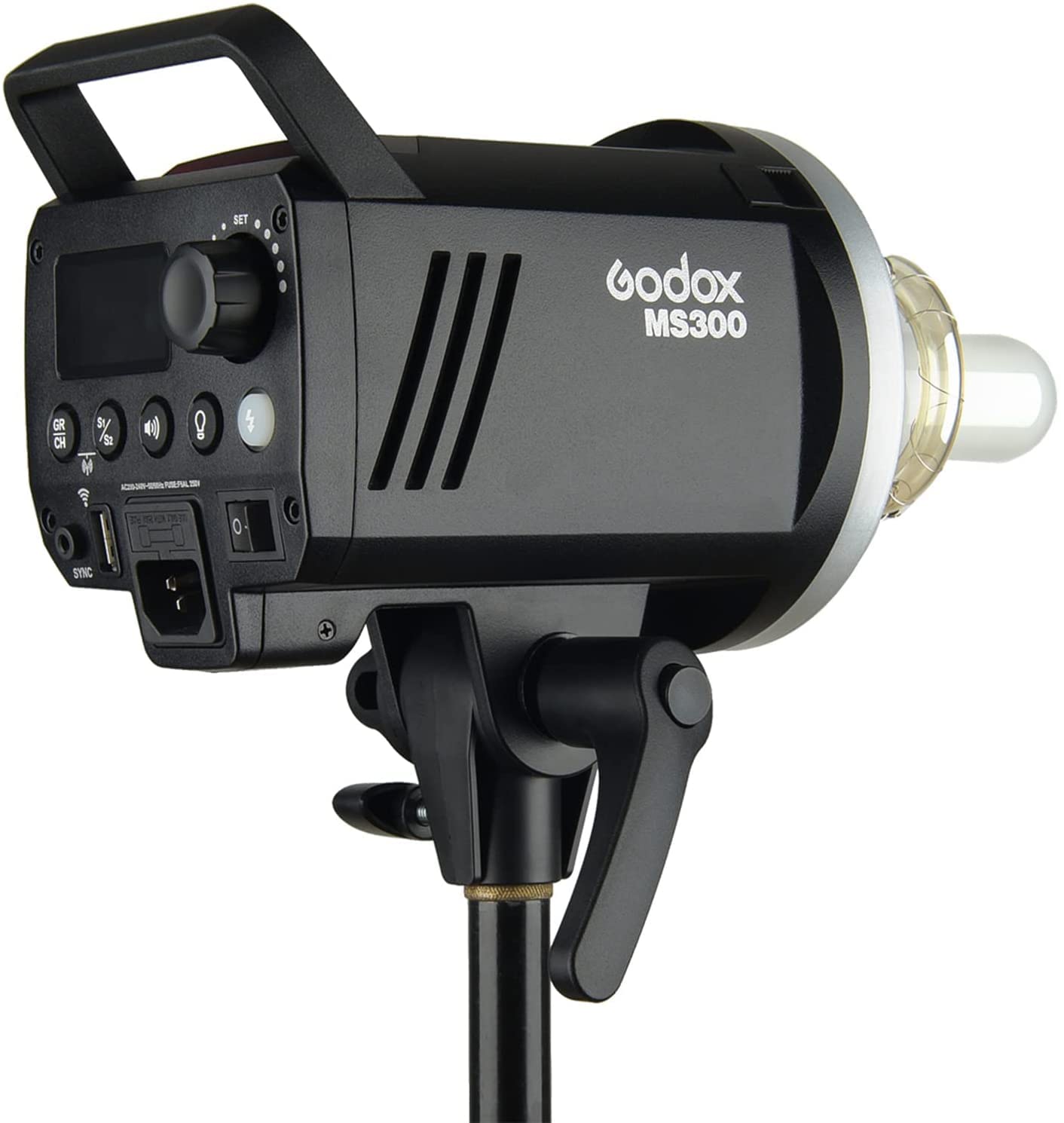 Godox MS300 Studio Light Kit, 900W Studio Strobe Flash, GN58 5600K, Built-in Godox 2.4G Wireless X System, 0.1～1.8S Recycle Time, Bowens Mount with Honeycomb Grid Softbox + 110in Light Stand + Bag