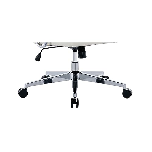Ergonomic White Office Chair,PU Leather Desk Chair with Wheels,Adjustable Computer Chair,Swivel Task Executive Chair with Lumbar Support&Adjustable Rock Back Tension,Seat Height: 20.49"-23.64"