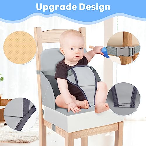 Toddler Booster Seat for Dining Table, PU Waterproof Strong Support Portable Booster Chair for Toddlers Eating, Easy Cleaning Booster Seat Cushion Detachable with Fix Straps