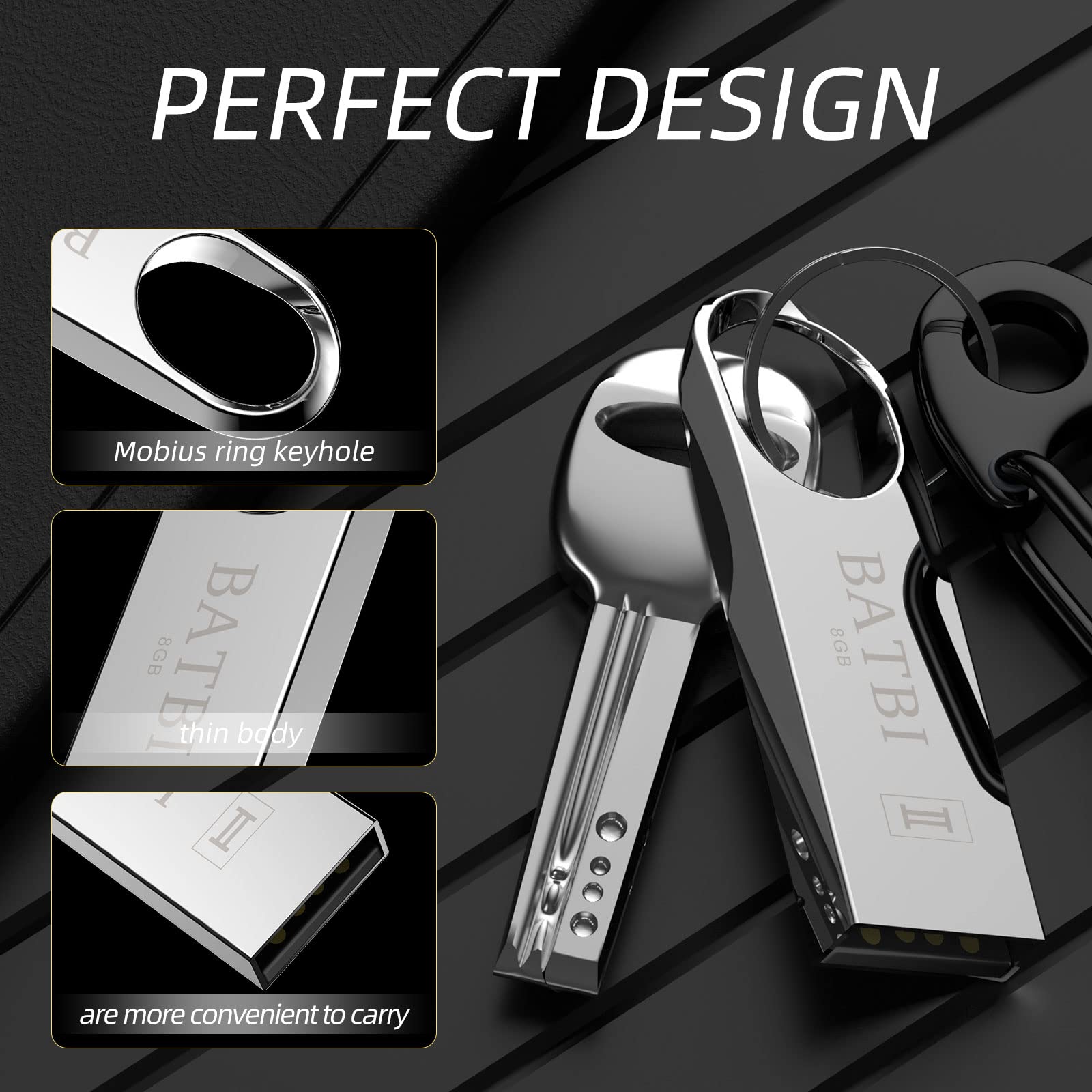 USB Flash Drive 5 Pack 8GB Flash Drives Thumb Drive, 2.0 Memory Stick with Zinc Alloy Design, Jump Drive Pendrive for Data Storage and Backup, Gift USB Disk Zip Drive