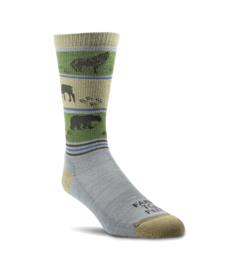 Farm to Feet Newberry Lightweight Merino Wool Crew Socks (Large, Silver)