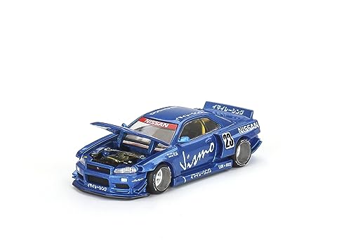 True Scale Miniatures Model Car Compatible with Nissan Skyline GT-R (R34) Kaido Works V3 (Blue) Limited Edition 1/64 Diecast Model Car Kaido House KHMG055