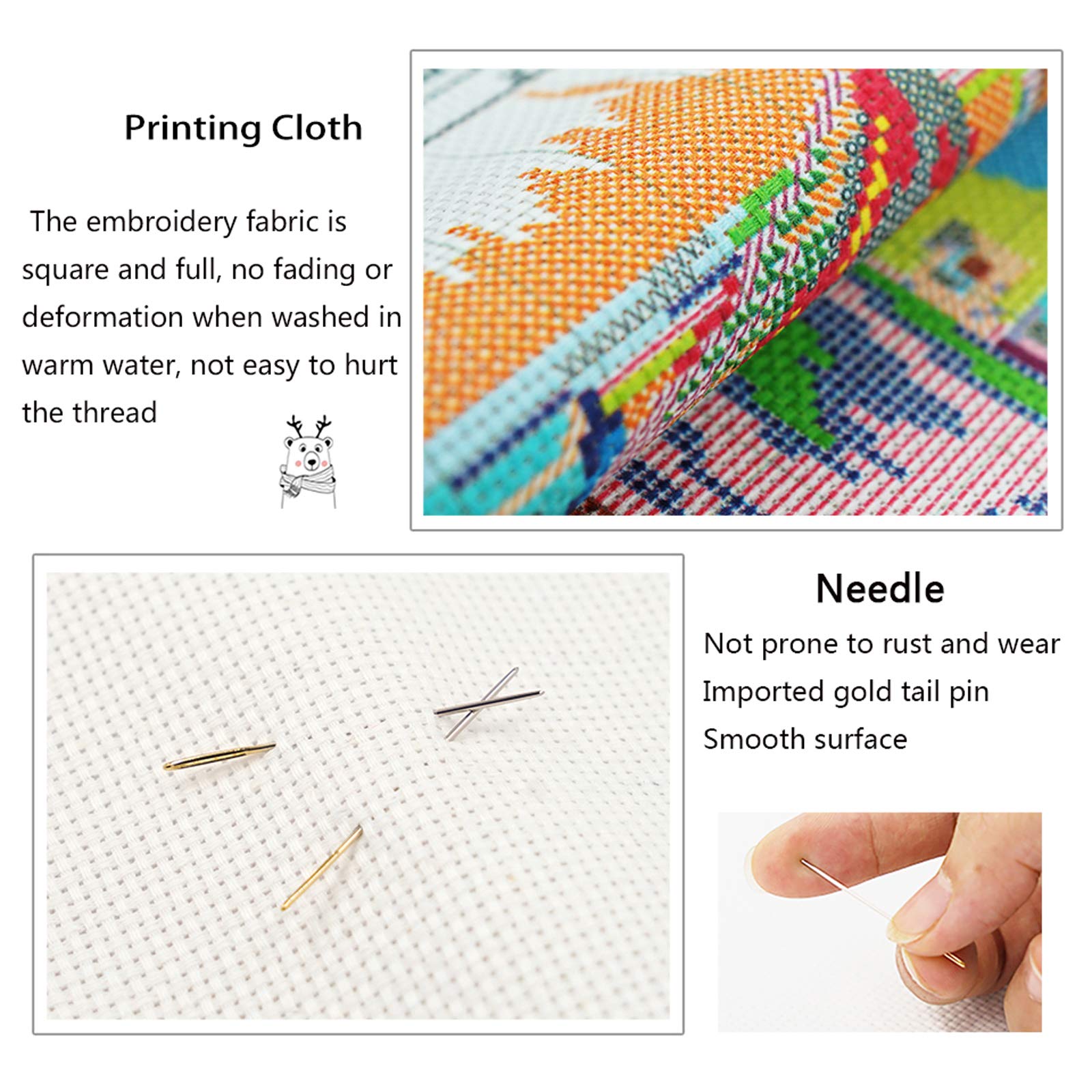 Stamped Cross Stitch Kits for Beginners Full Range of Cross Stitching Preprinted Pattern for Kids or Adults, DIY Needlepoint Starter Kits (The Lovely Cats 12.6x11 inch)