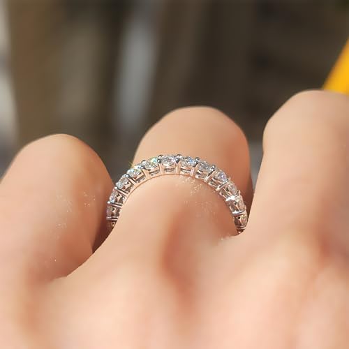DovEggs Solid 10K White Gold 1.6CTW 2.5mm G-H Color Moissanite Eternity Engagement Rings Wedding Ring Anniversary Band for Women(6)