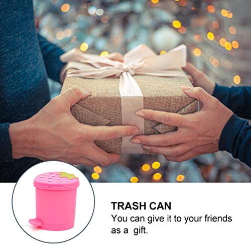 Toddmomy Kawaii Decor Strawberry Trash Can Cute Strawberry Desk Trash Can Small Plastic Kawaii Trash Can Cute Trash Can for Home, Desk, Car, Office, Kitchen (Pink) Pink Room Decor