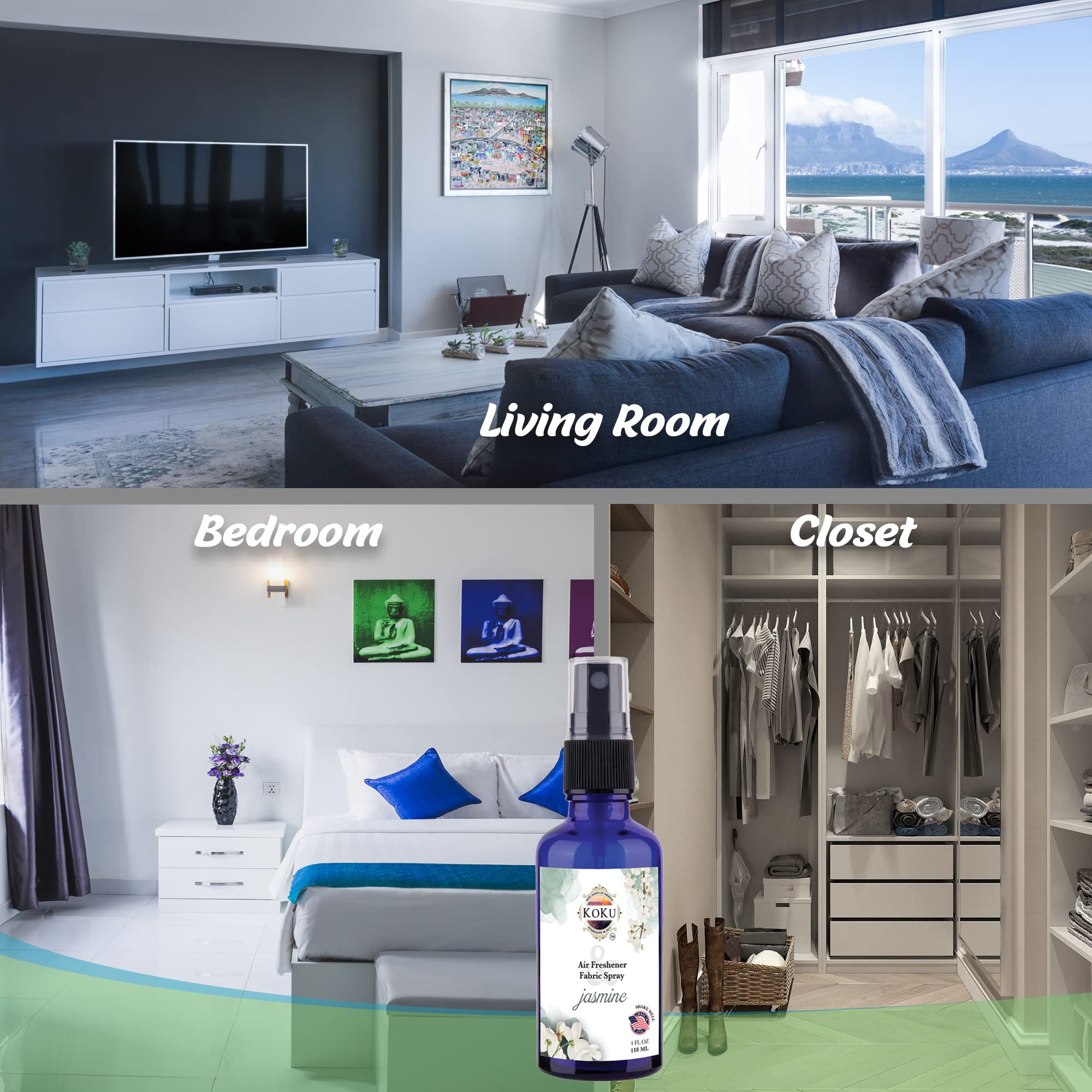 Jasmine Air Freshener - Room Spray - Odor Eliminator - Deodorizer - Car Air Freshener - Home Spray - Linen Spray - Fabric Refresher - Non-Toxic - Alcohol Free β 4 Oz