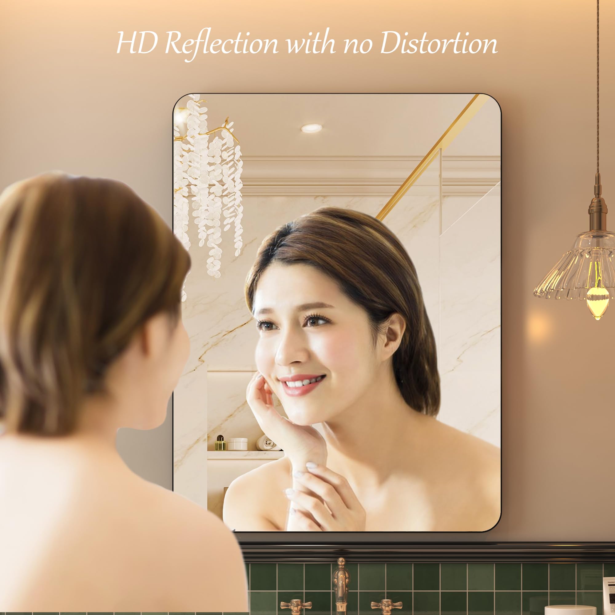 dnbss 47"x20" RGB Over Door Lighted Mirror, Full Length Mirror with Lights, LED Wall Mounted Hanging Mirror, Full Body Dressing Mirror, Light Up Mirror for Bedroom Living Room, Black