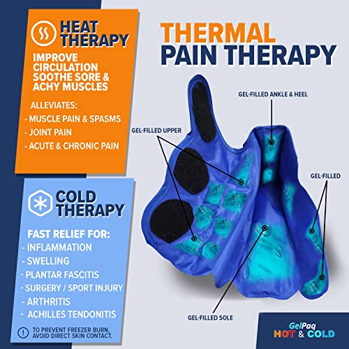 GelPaq Hot-n-Cold Strapless Ice Pack for Ankles, Ankle Ice Pack Wrap for Foot & Ankle Injuries, Excellent for Plantar Fascitis, Achilles Tendonitis Relief, Sport Injuries, Surgery, Sprains & Swelling