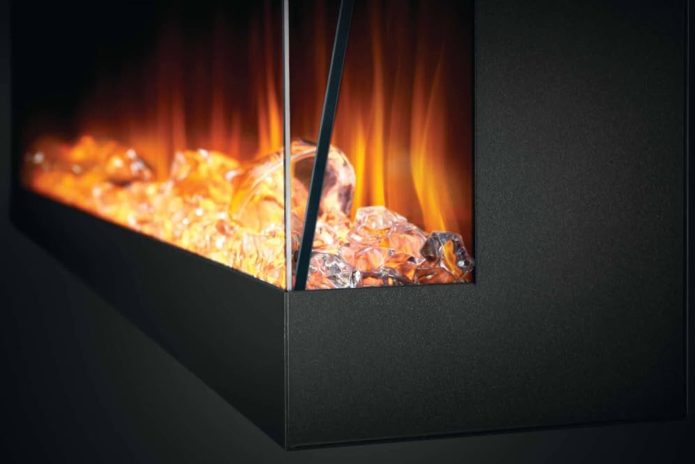 Napoleon Trivista Pictura 60 3-Sided Electric Linear Fireplace - Built-in Design - Multi-Color Flames with Large Crystal Cubes and Natural Looking Birch Logs - NEFL60H-3SV