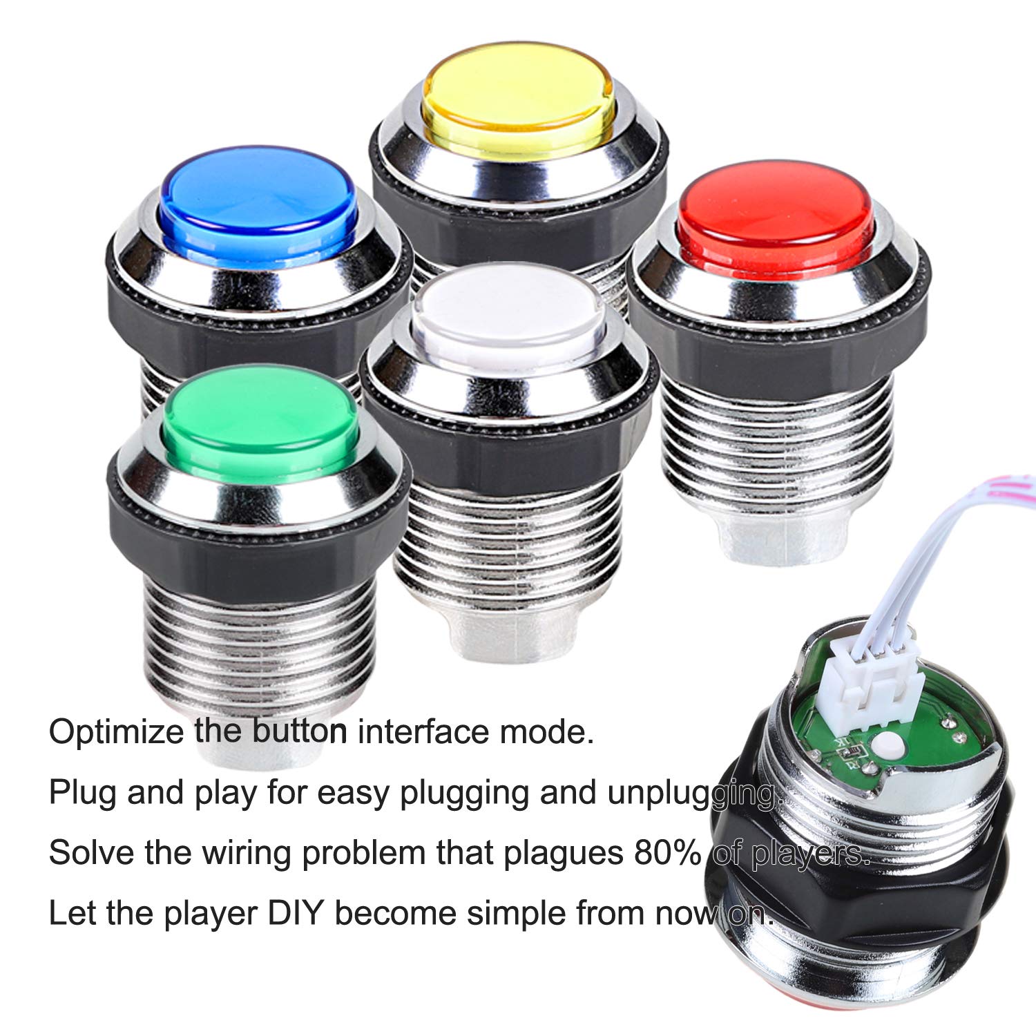 EG STARTS 2 Player Arcade Contest DIY Kits USB Encoder To PC Joystick + 8 Ways Sticker + Chrome LED Illuminated Push Button 1 & 2 Player Coin Buttons For Arcade Mame Raspberry Pi 2 3 3B Games