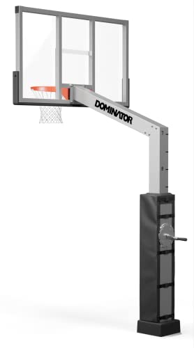 Dominator Premium Inground Adjustable Basketball Hoop - 72" Backboard w/ 4' Overhang - NBA/NCAA Regulation Adjustable Basketball Goal - Adjusts from 7' - 10', Made of Heavy Duty Rust Proof Aluminum