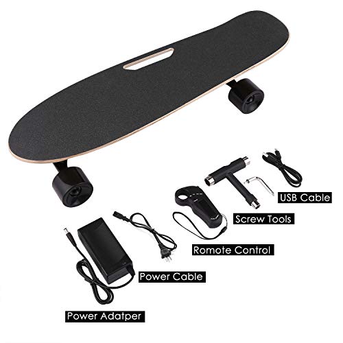 Electric Skateboard with Remote Control for Adults, 7 Layers Maple Longboard, 12 MPH Top Speed, 10 Miles Range (US Stock)