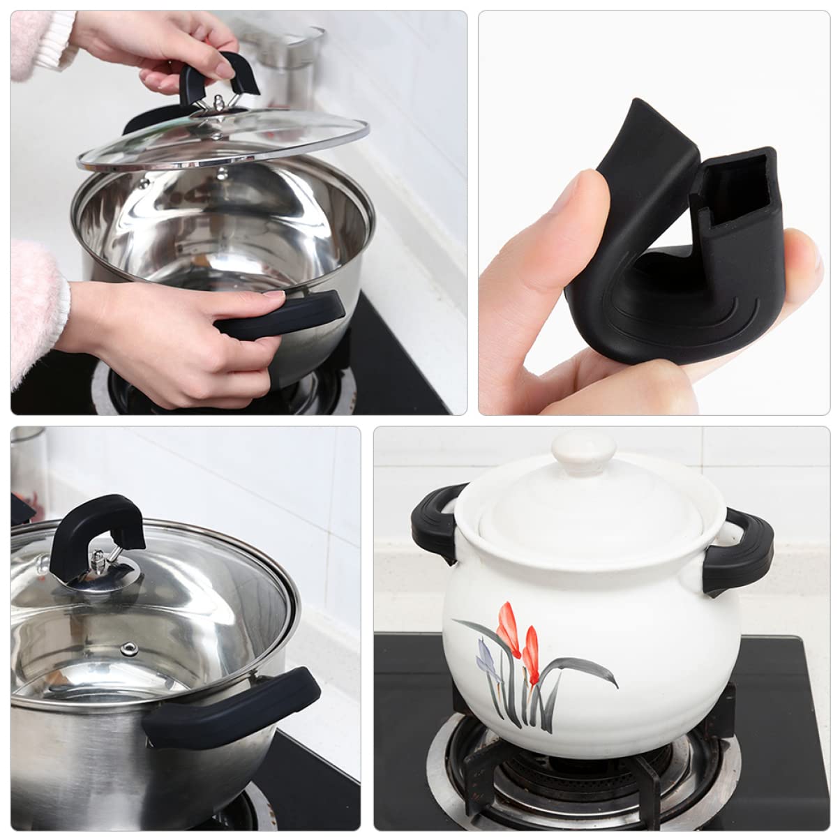 Hemoton 1 Pair Pot Earrings Silicone Assist Handle Holder Hand Covers Fry Pan Handle Cover Hot Handle Holder Pot Handle Grip Pot Sleeve Grip Handle Silicone Case Insulation