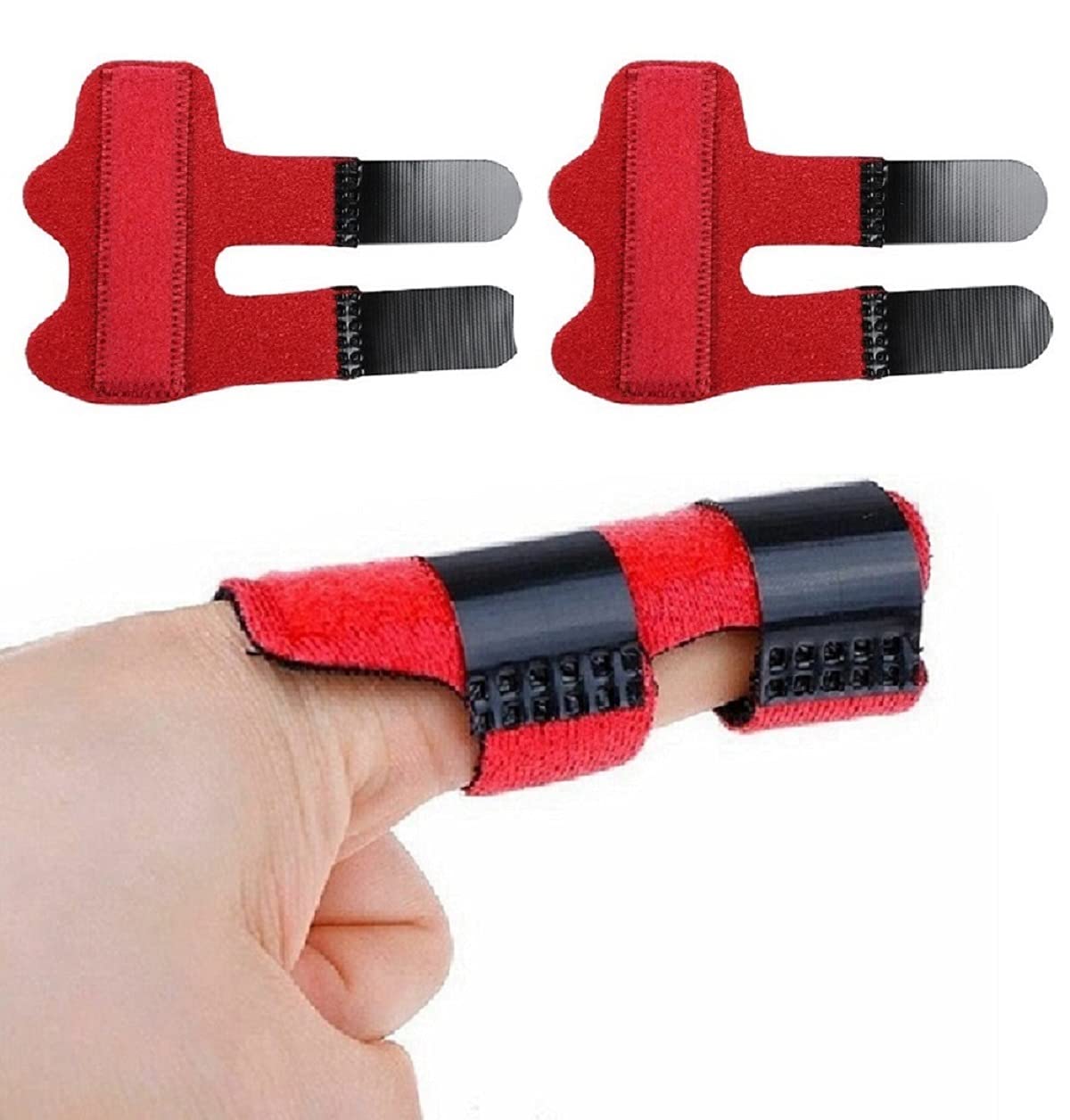 Finger splint , Trigger Finger Splint , Arthritis Injuries Splints Straightenin , Stabilize Arthritis Sprains , Adjustable Fixing Finger Fractures Splints, Finger Trigger Knuckle Protect 2 PCS(red)