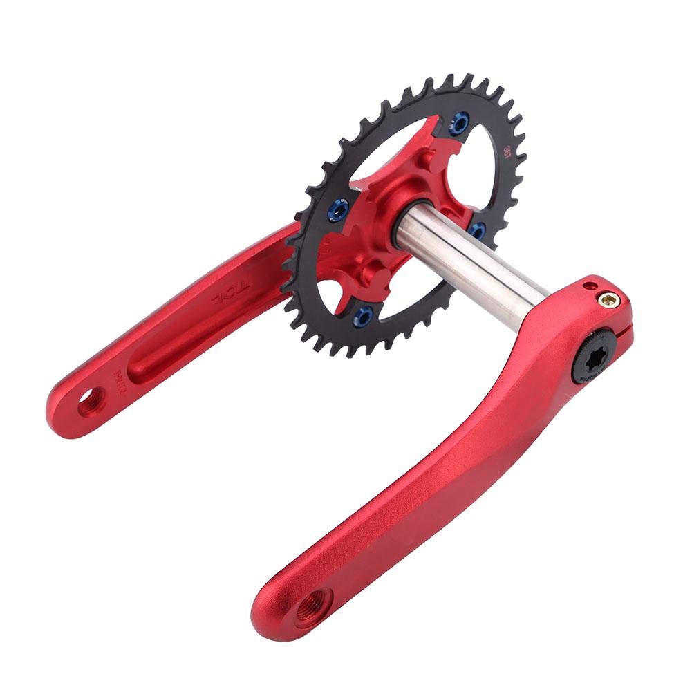 Fafeims Crankset Integral Single Speed Crank Set Mountain Bike Bottom Bracket and Chain Arm Kit (Red)