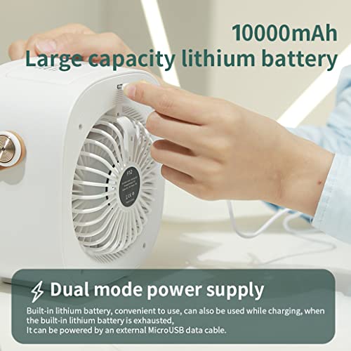 Portable Air Conditioner,10000mAh Mini Air Cooler Conditioner Fan,USB Personal Air Cooler With Humidifier,3 Speed Silent for Desktop,Office,Room,Bedroom,Travel,Car,Indoor & Outdoor activities.(White)