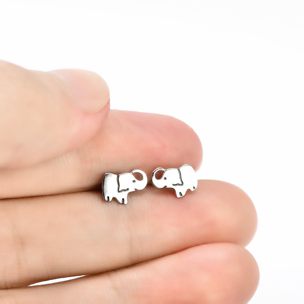 Elephant Earrings Sterling Silver Cute Mini Elephant Stud Earrings Jewelry for Women