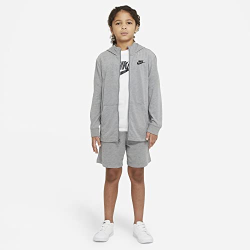 Nike Big Kids' Boys' Sportswear Full-Zip Hoodie (Carbon Heather/Black, Large)