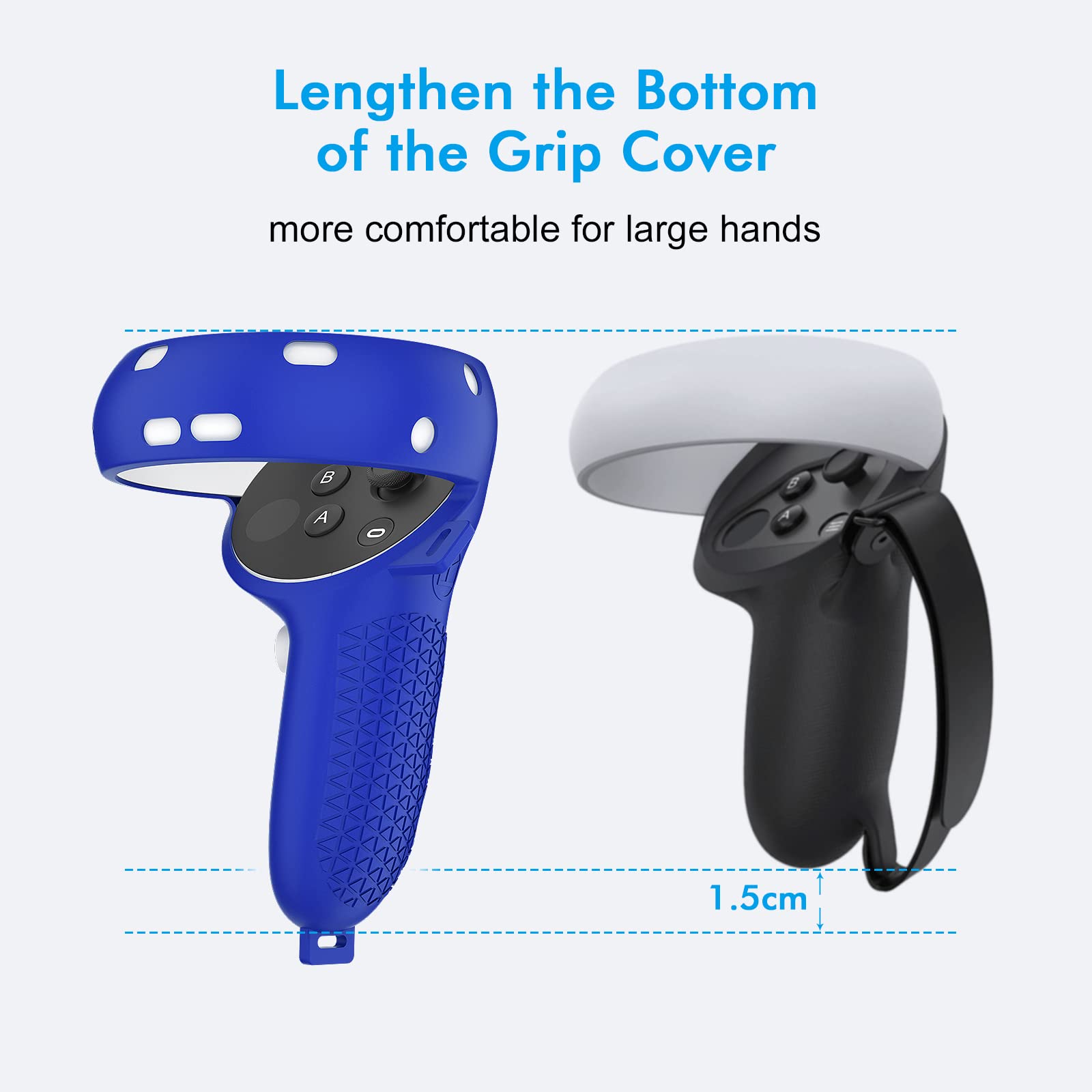EWalos Accessories for Oculus/Meta Quest 2, Touch Controller Leather Grip Cove, Face Cover and Lens Protective Cover, Sweat-Proof, Light-Proof, Anti-Throw and Comfort(Blue)