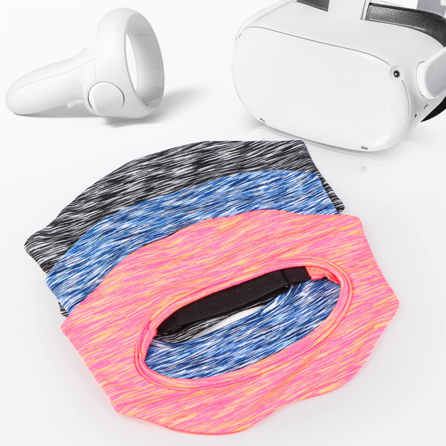 EWalos VR Eye Mask Cover Breathable Sweat Band, Compatible with Oculus/Meta Quest 2, PSVR 2 and Other VR Headsets, Adjustable Elastic Band Design for Adults and Children(3PCS)