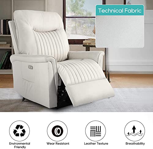 RIHEREFY Power Recliner Chair with Massage and Heat, Recliner Massage Chair with 2 Side Pockets, Electric Recliner Chairs with USB Charging Port, Technical Fabric
